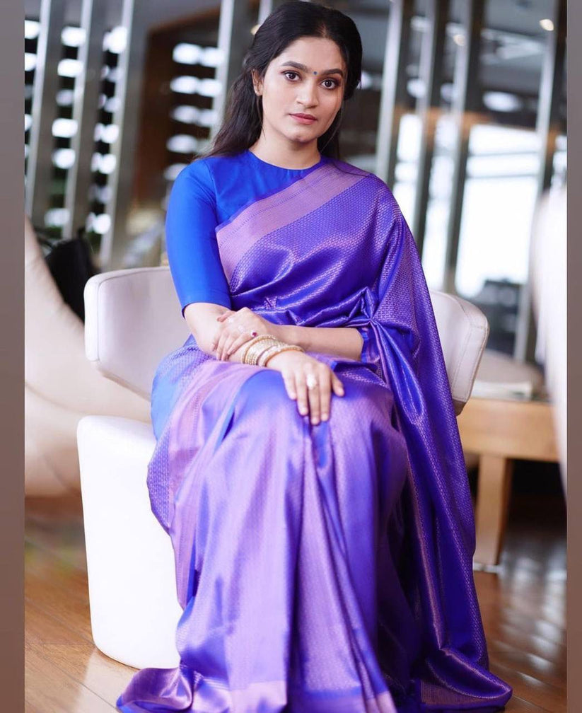 Pure Silk Kanjeevaram blue Saree for women || Rooprekha – rooprekha